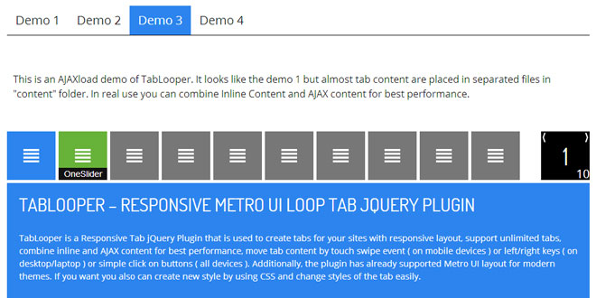 Js Tutorial - TabLooper : Responsive Loop Tab Metro